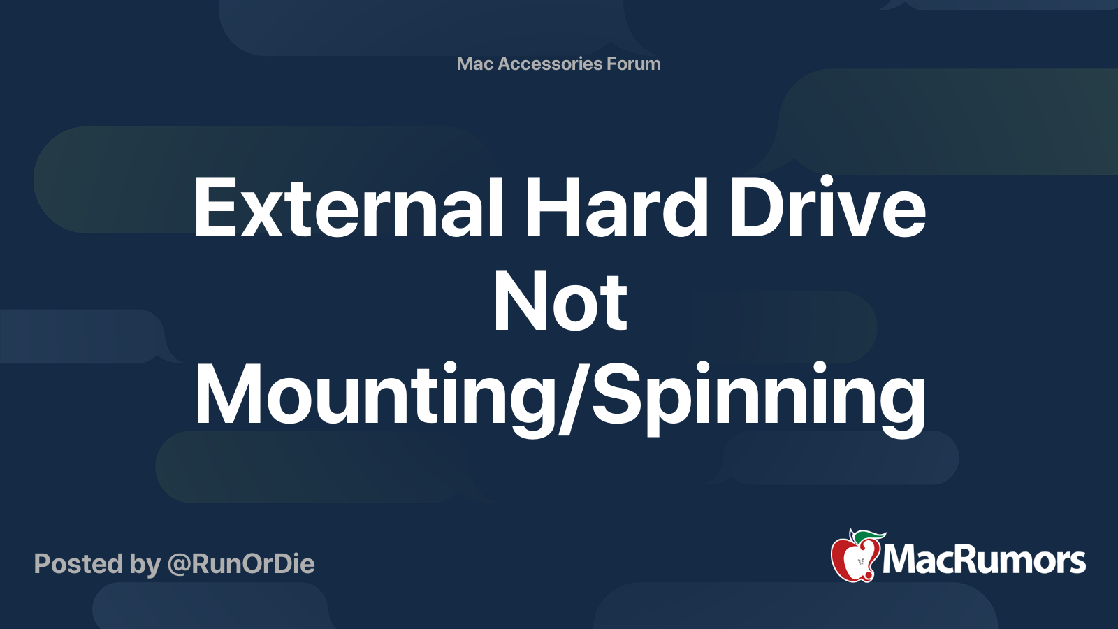 External Hard Drive Not Mounting/Spinning | MacRumors Forums