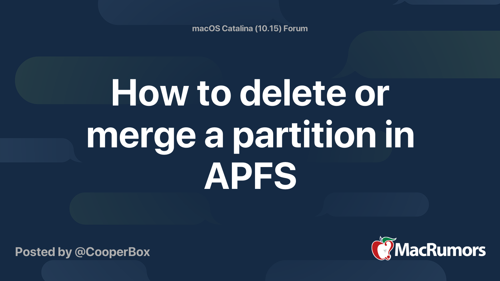 How to delete or merge a partition in APFS | MacRumors Forums