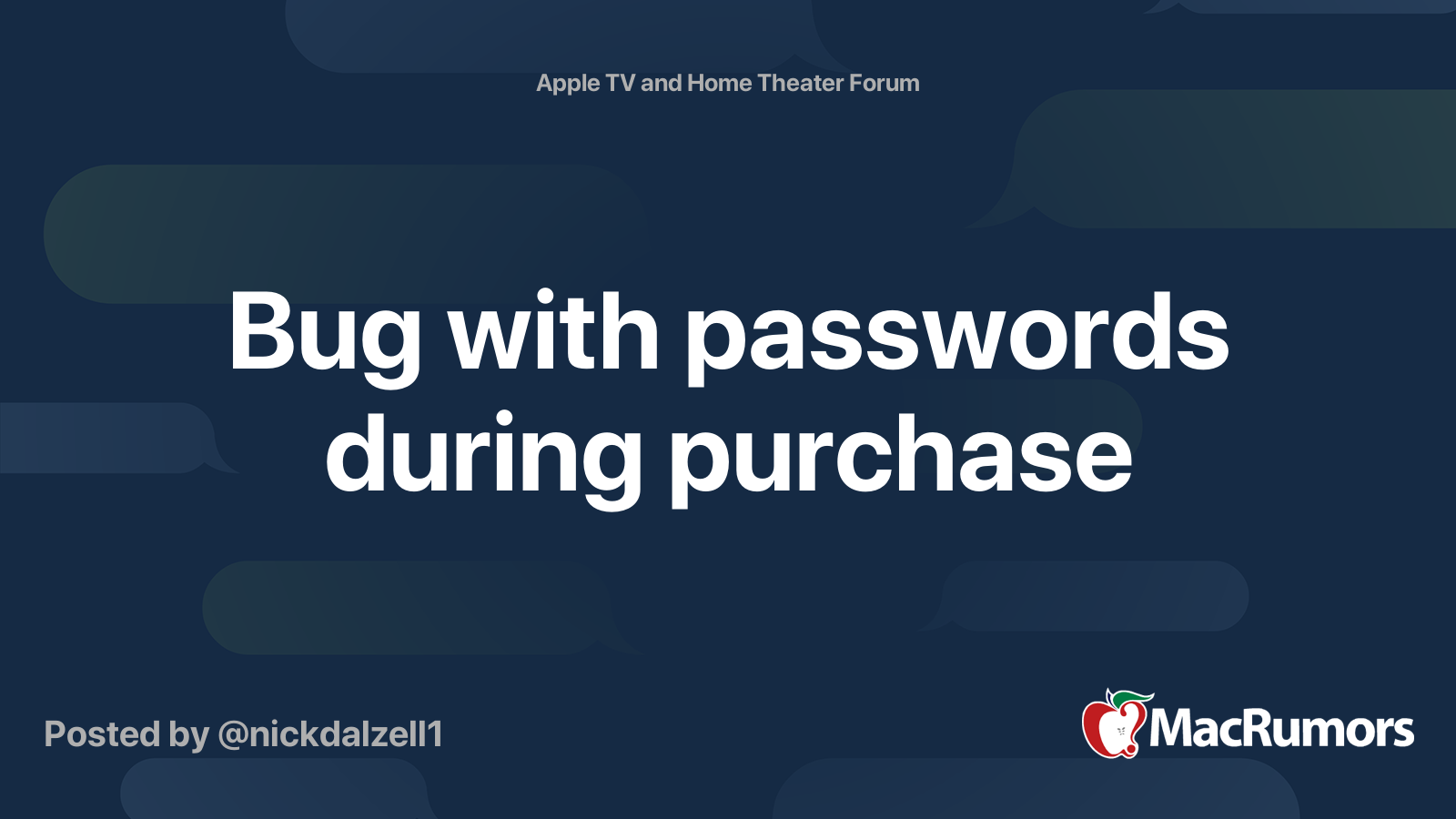 Bug with passwords during purchase | MacRumors Forums