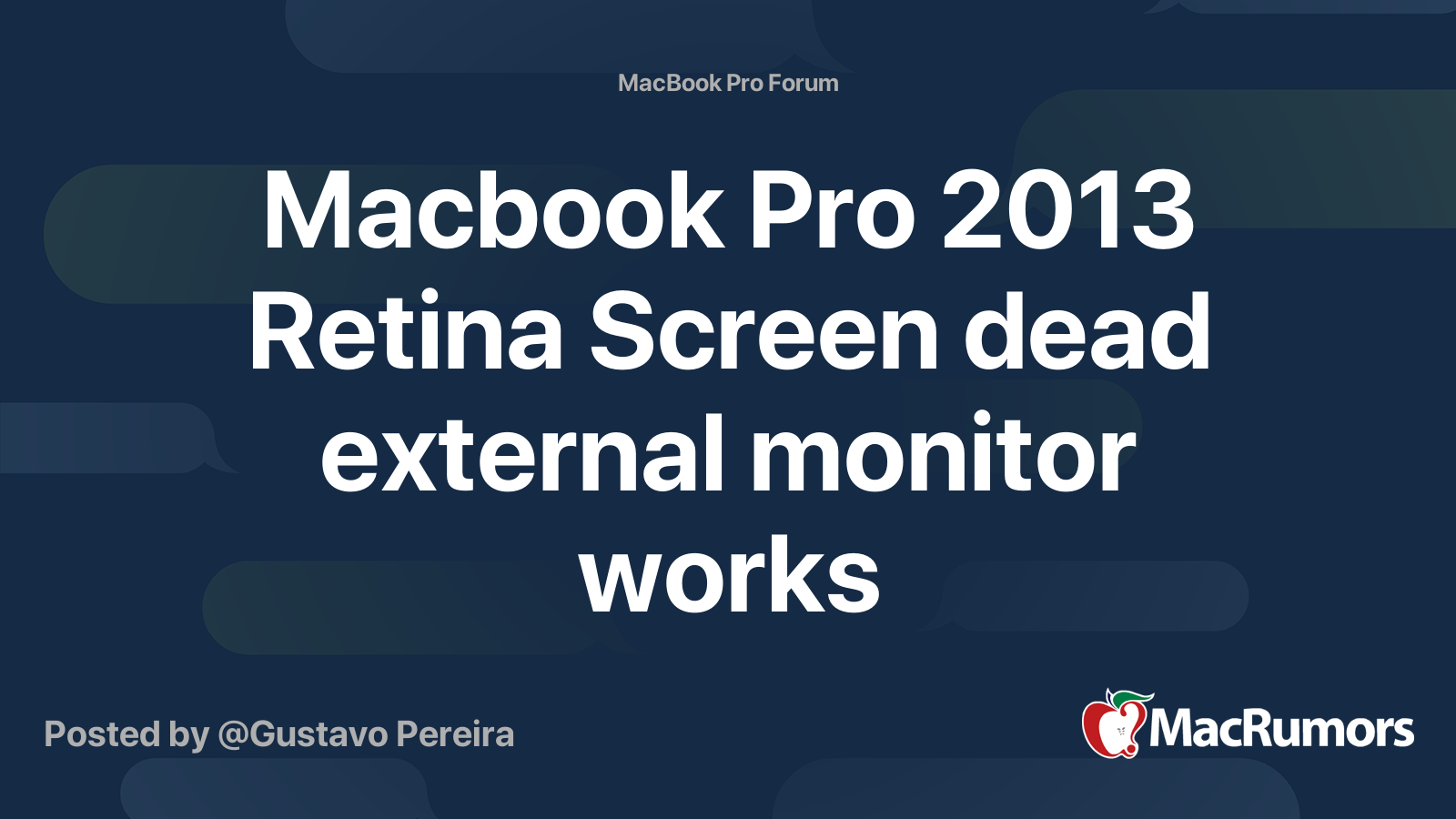 Macbook Pro 2013 Retina Screen dead external monitor works | MacRumors ...