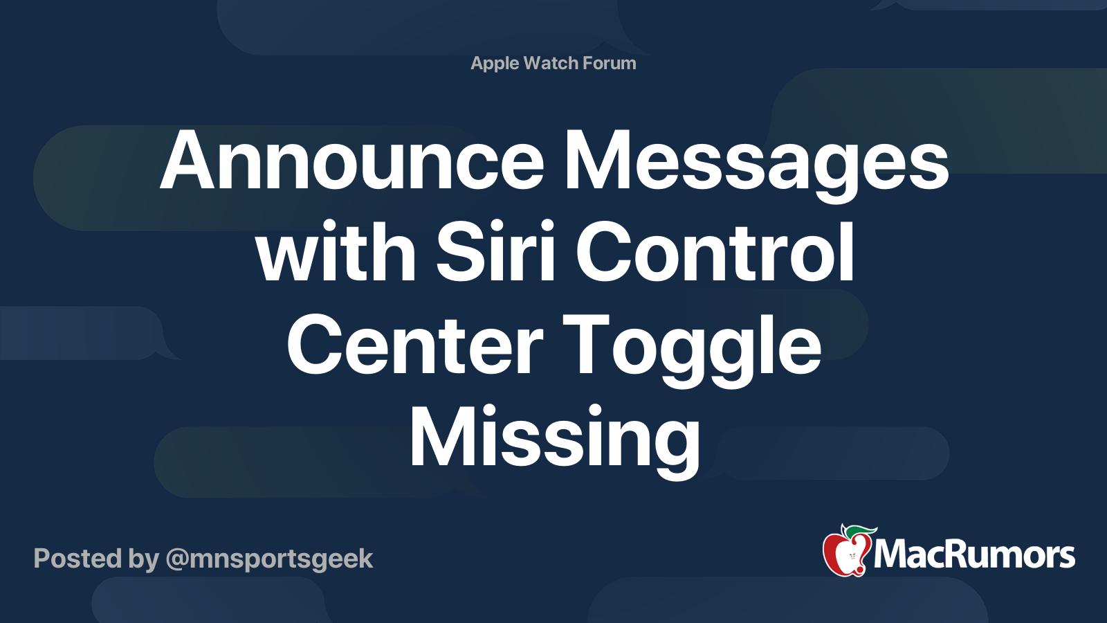 Announce Messages with Siri Control Center Toggle Missing | MacRumors Forums
