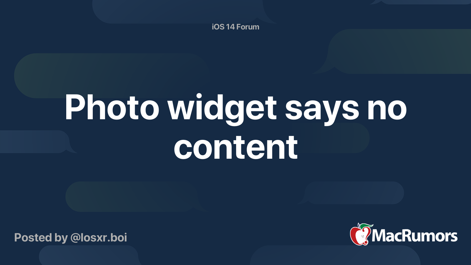 Photo widget says no content | MacRumors Forums