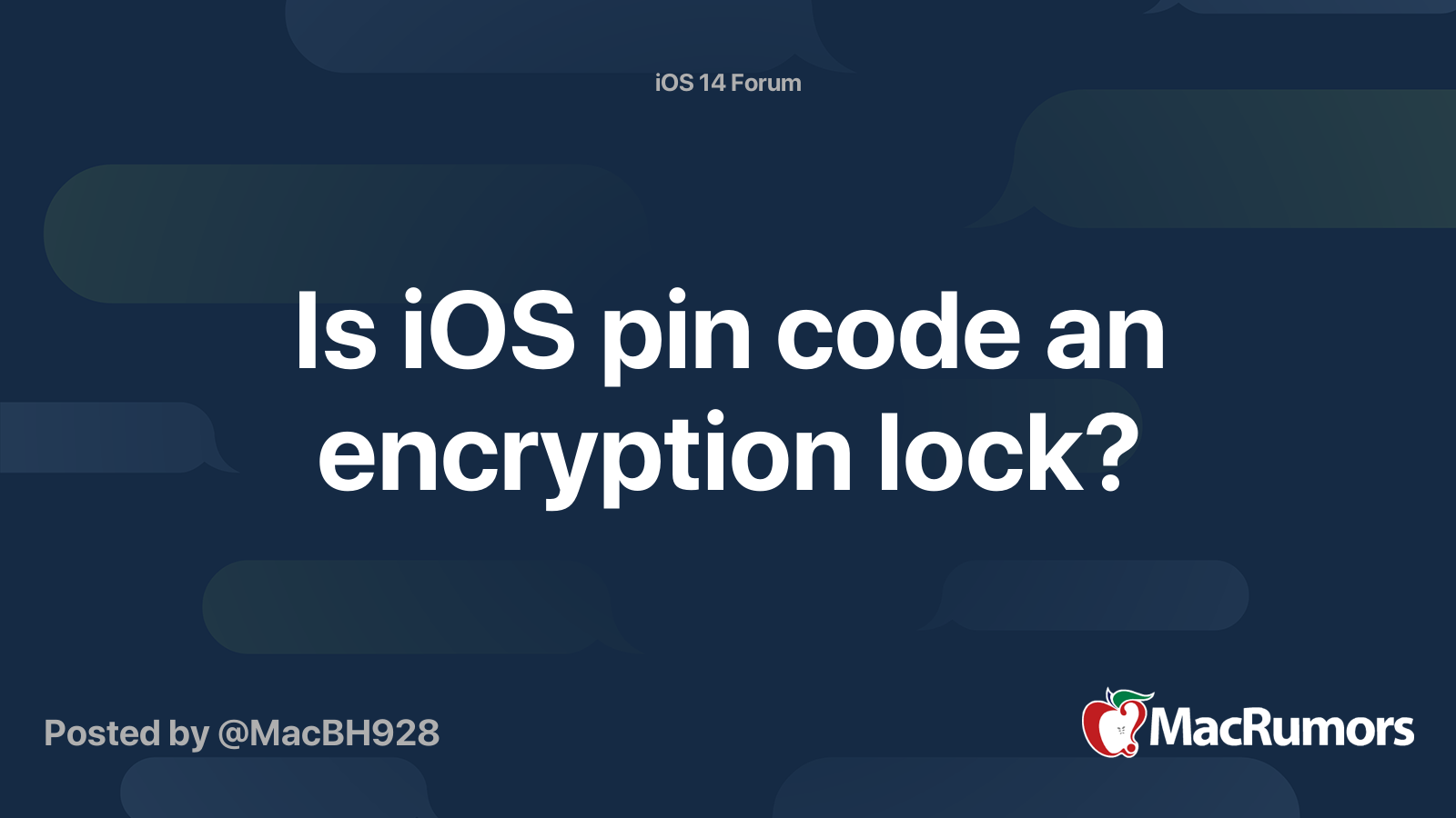 Is iOS pin code an encryption lock? | MacRumors Forums