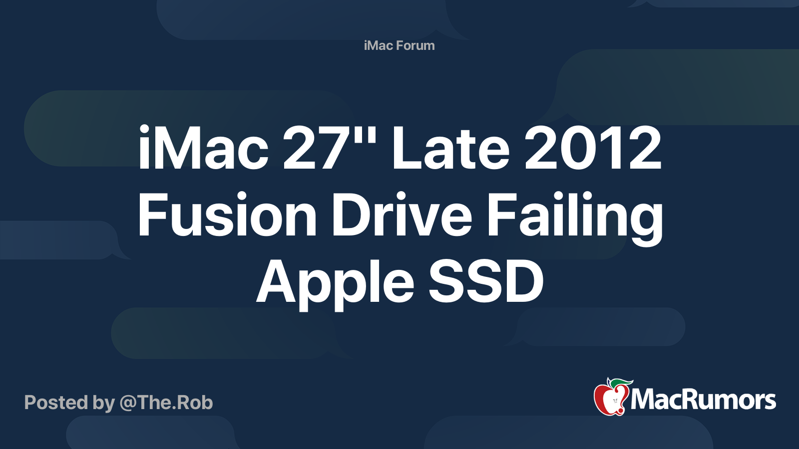 iMac 27'' Late 2012 Fusion Drive Failing Apple SSD | MacRumors Forums