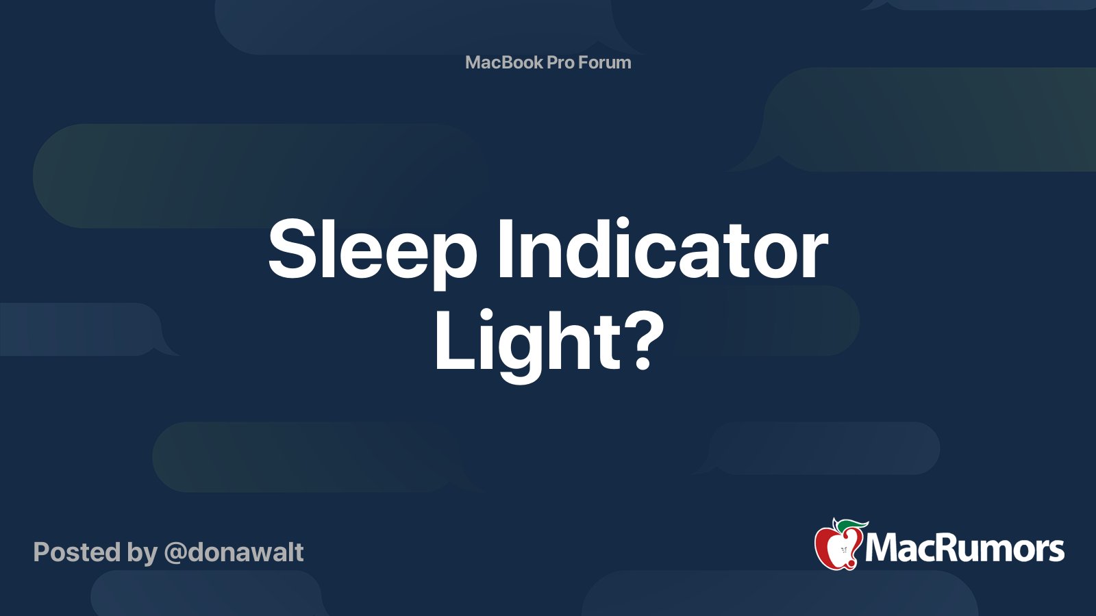 Sleep Indicator Light? | MacRumors Forums