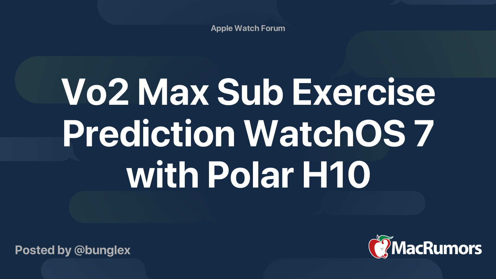 Vo2 Max Sub Exercise Prediction WatchOS 7 with Polar H10 | MacRumors Forums