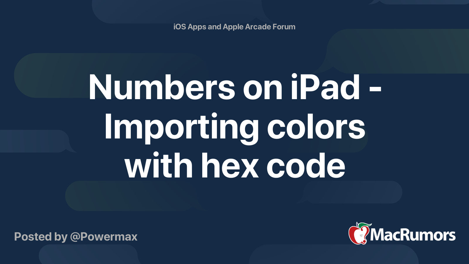 Numbers on iPad - Importing colors with hex code | MacRumors Forums