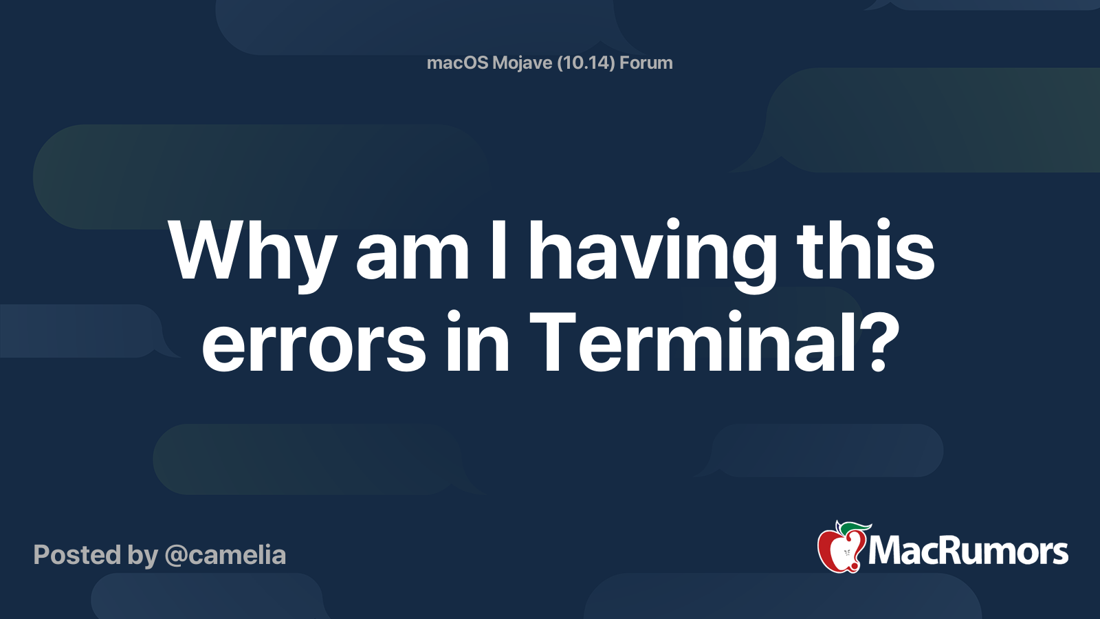Why am I having this errors in Terminal? | MacRumors Forums