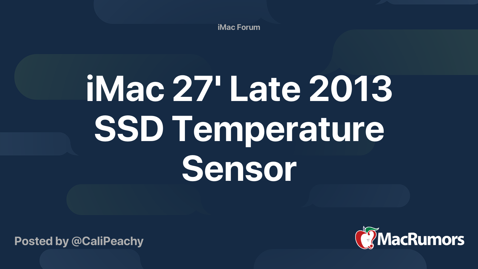 iMac 27' Late 2013 SSD Temperature Sensor | MacRumors Forums