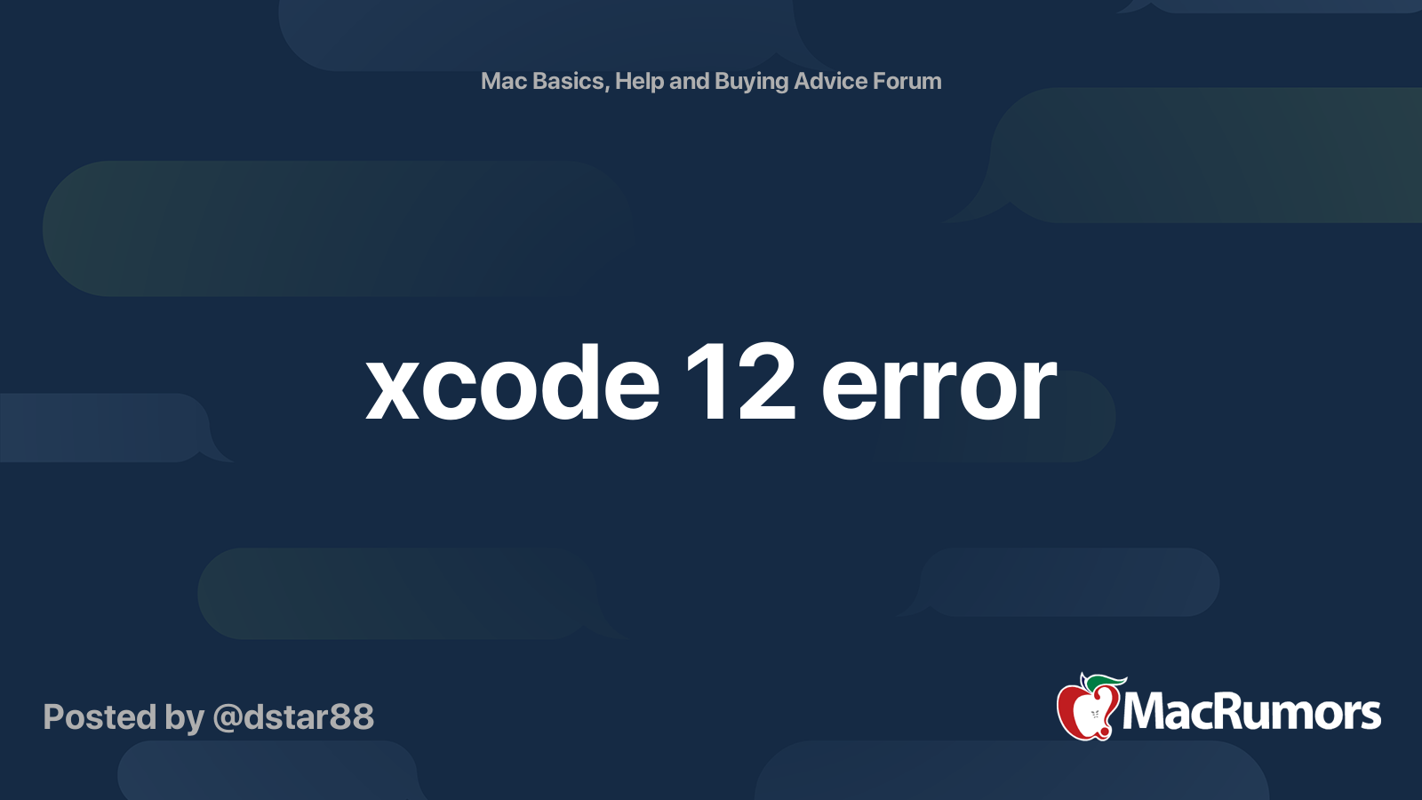 Xcode 12 Error Macrumors Forums