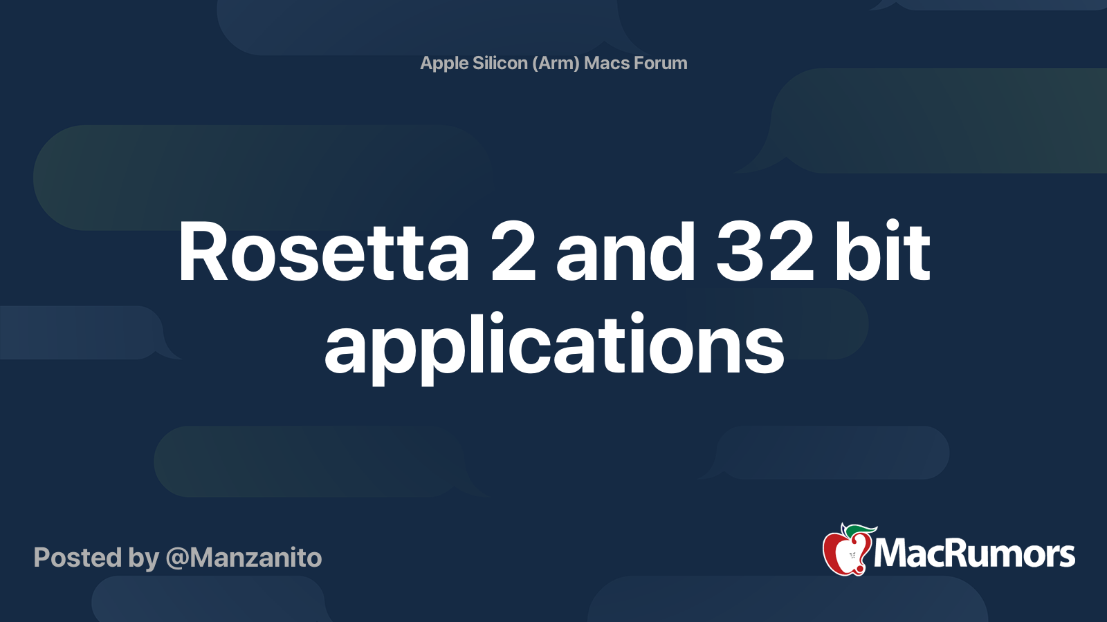 Rosetta 2 and 32 bit applications | MacRumors Forums