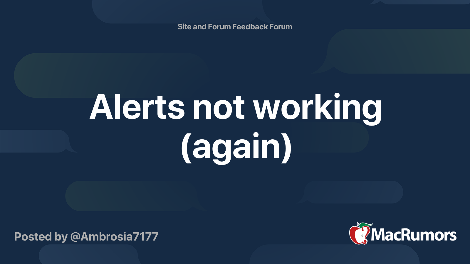 Alerts not working (again) | MacRumors Forums
