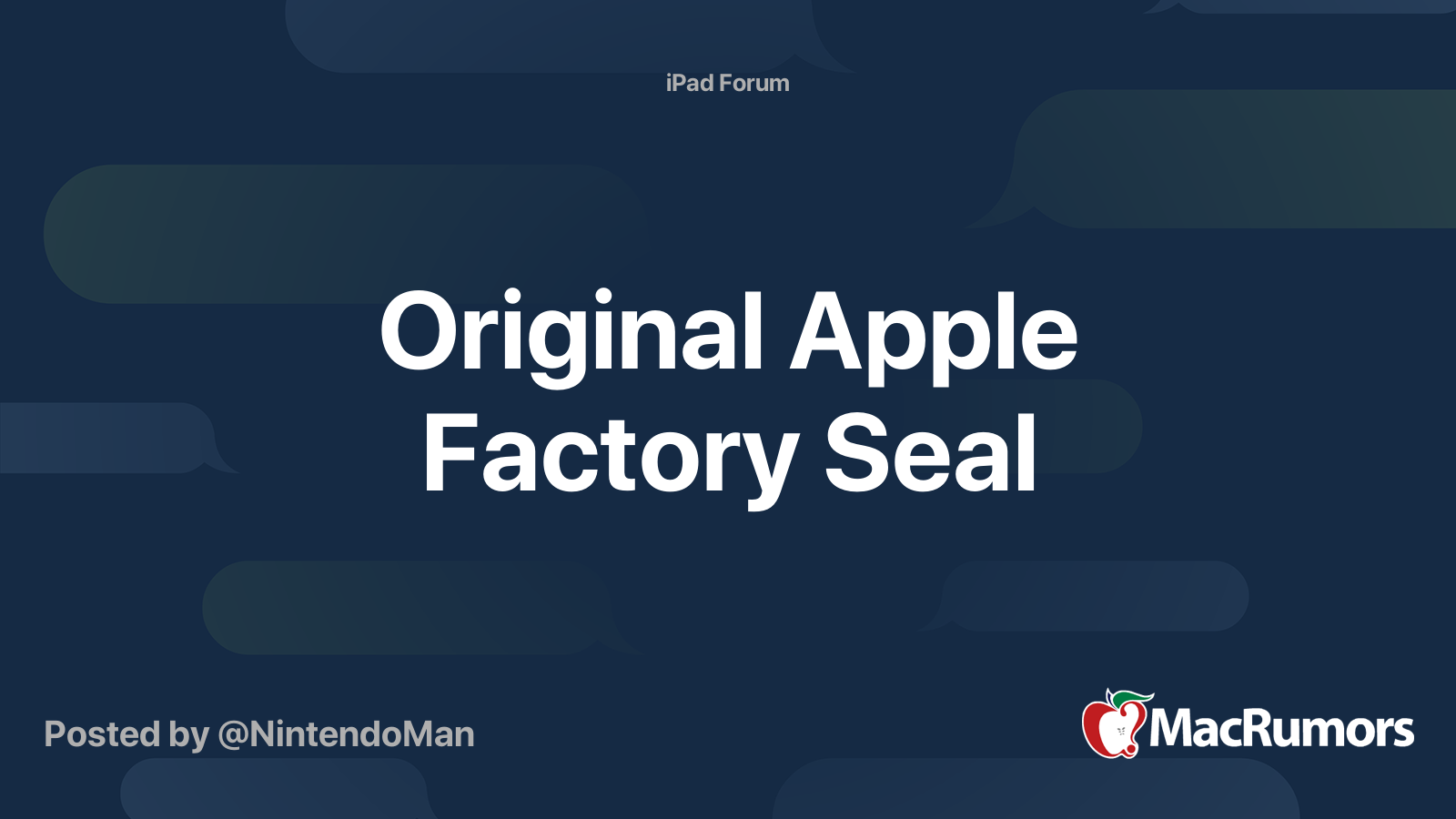 Original Apple Factory Seal | MacRumors Forums