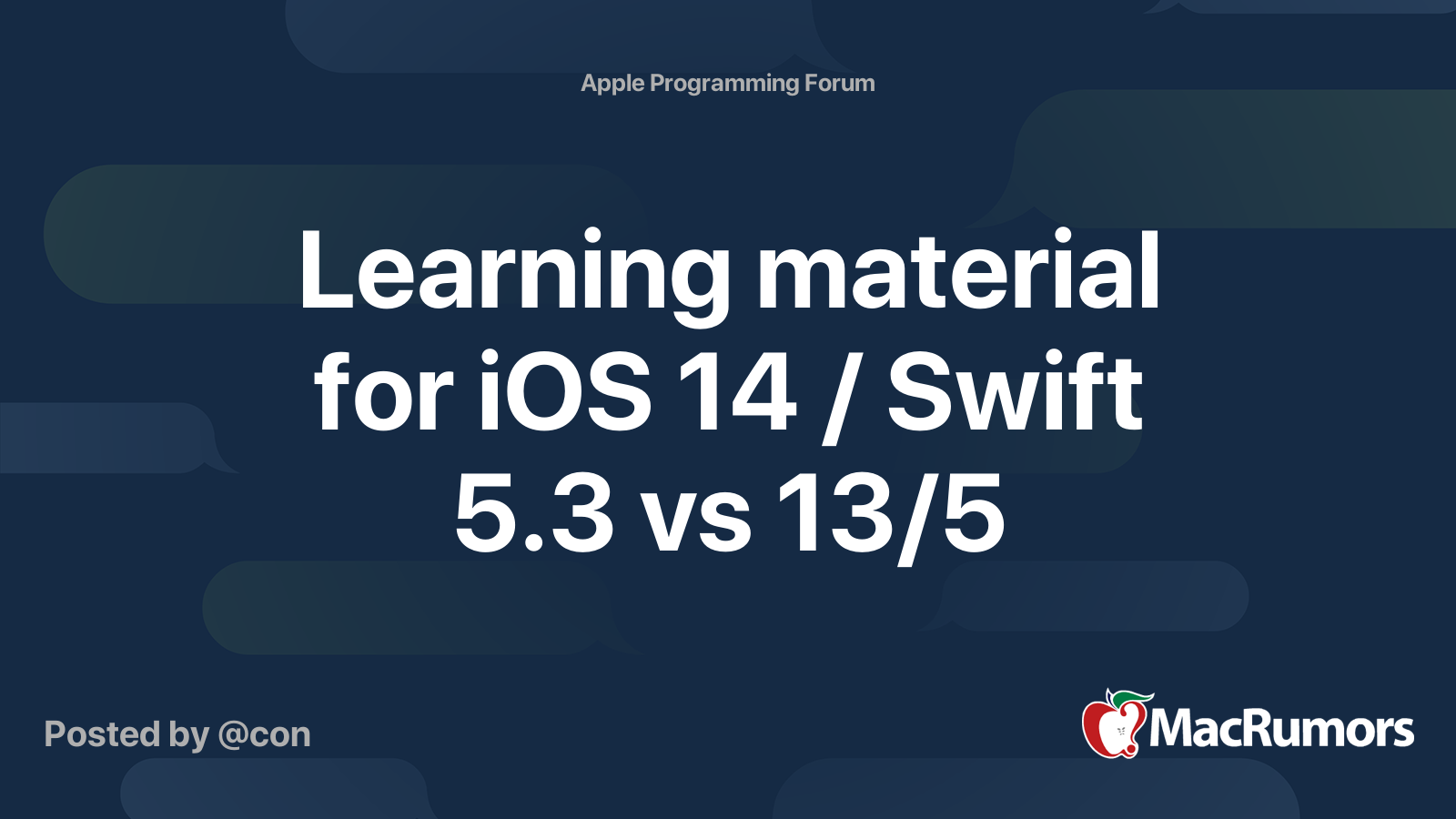 Learning material for iOS 14 / Swift 5.3 vs 13/5 | MacRumors Forums