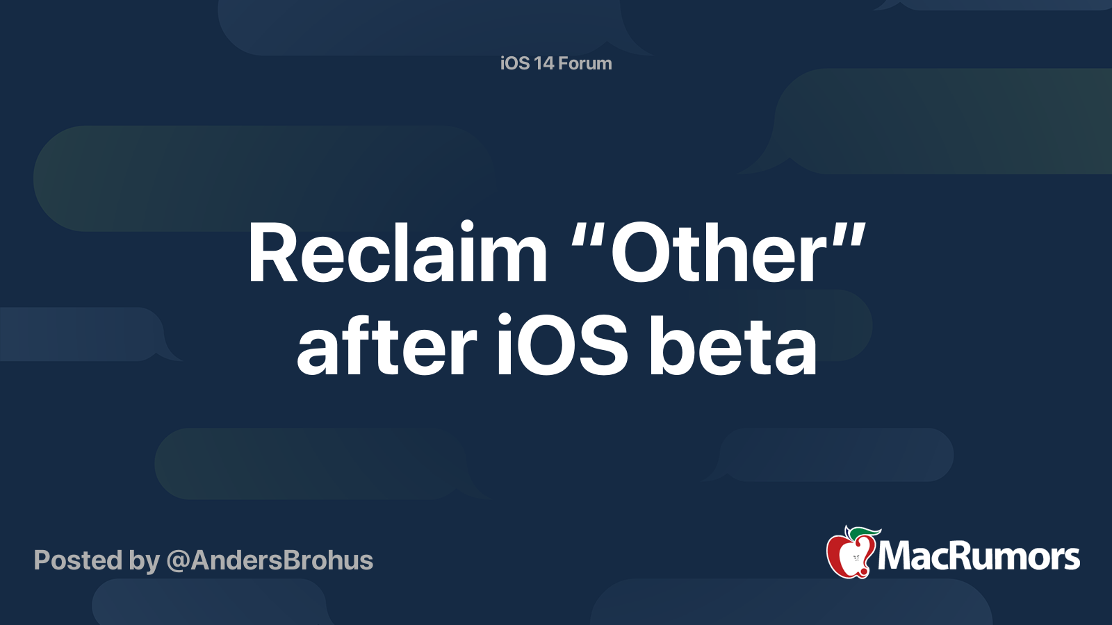 Reclaim “Other” after iOS beta | MacRumors Forums