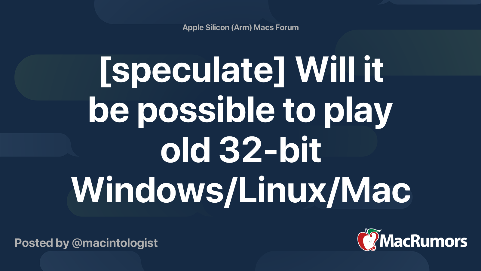 [speculate] Will it be possible to play old 32-bit Windows/Linux/Mac ...