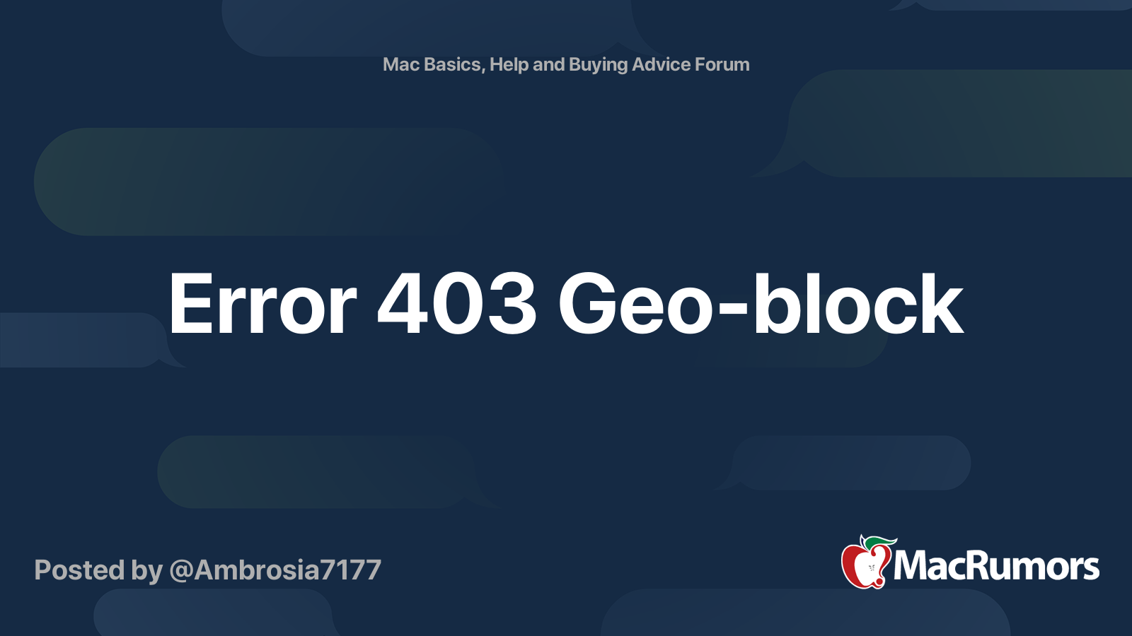Error 403 Geo-block | MacRumors Forums