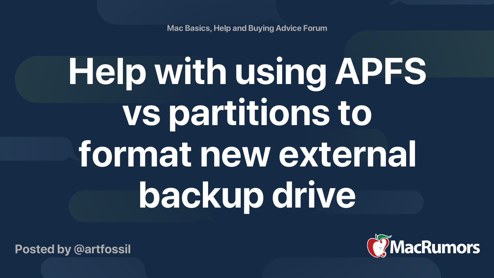 Help With Using Apfs Vs Partitions To Format New External Backup Drive Macrumors Forums 9631
