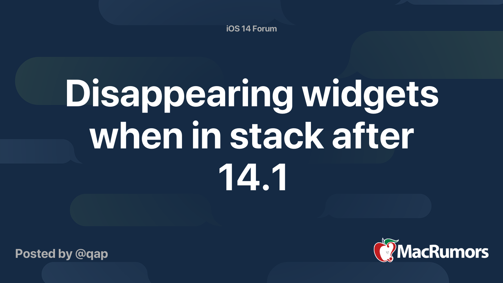 Disappearing widgets when in stack after 14.1 | MacRumors Forums