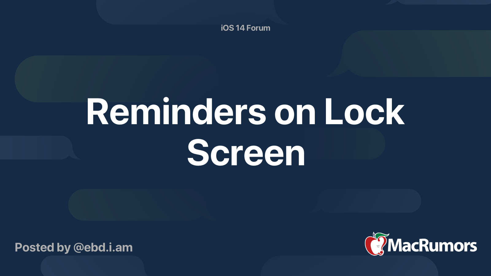 Reminders on Lock Screen | MacRumors Forums