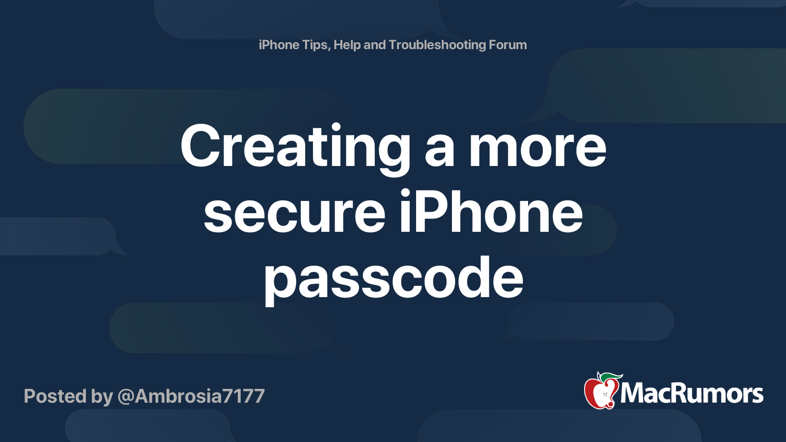 Creating a more secure iPhone passcode | MacRumors Forums