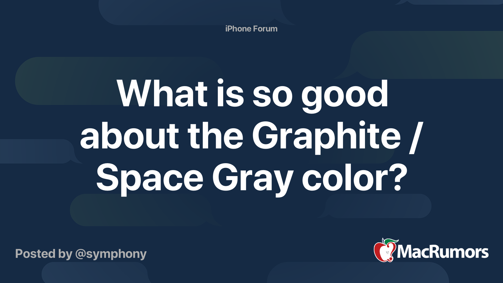 What is so good about the Graphite / Space Gray color? | MacRumors Forums