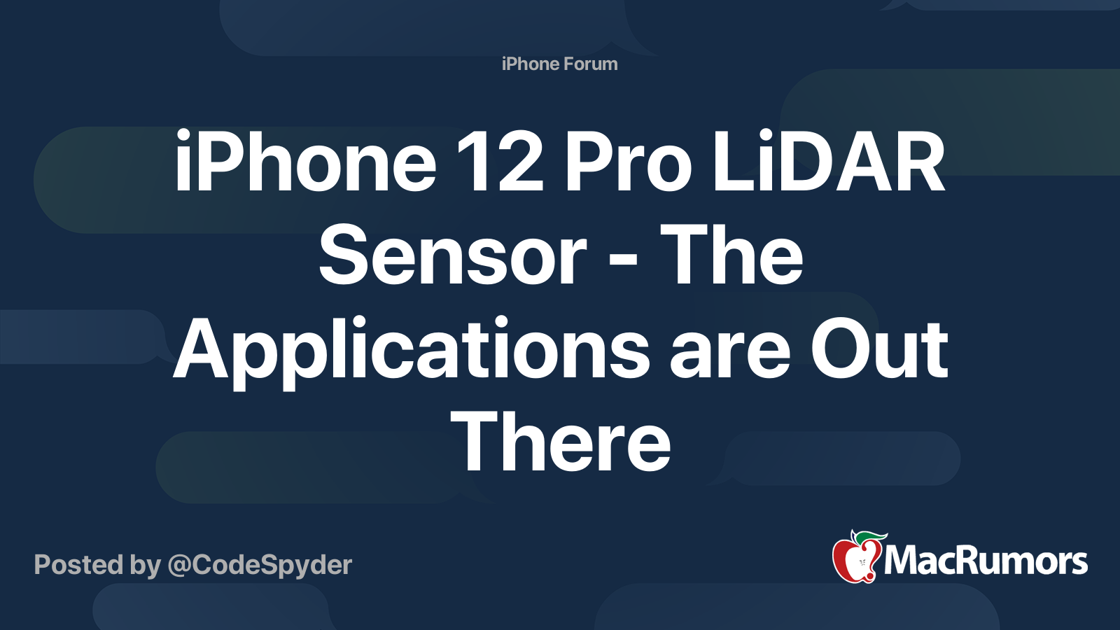 iPhone 12 Pro LiDAR Sensor - The Applications are Out There | MacRumors ...