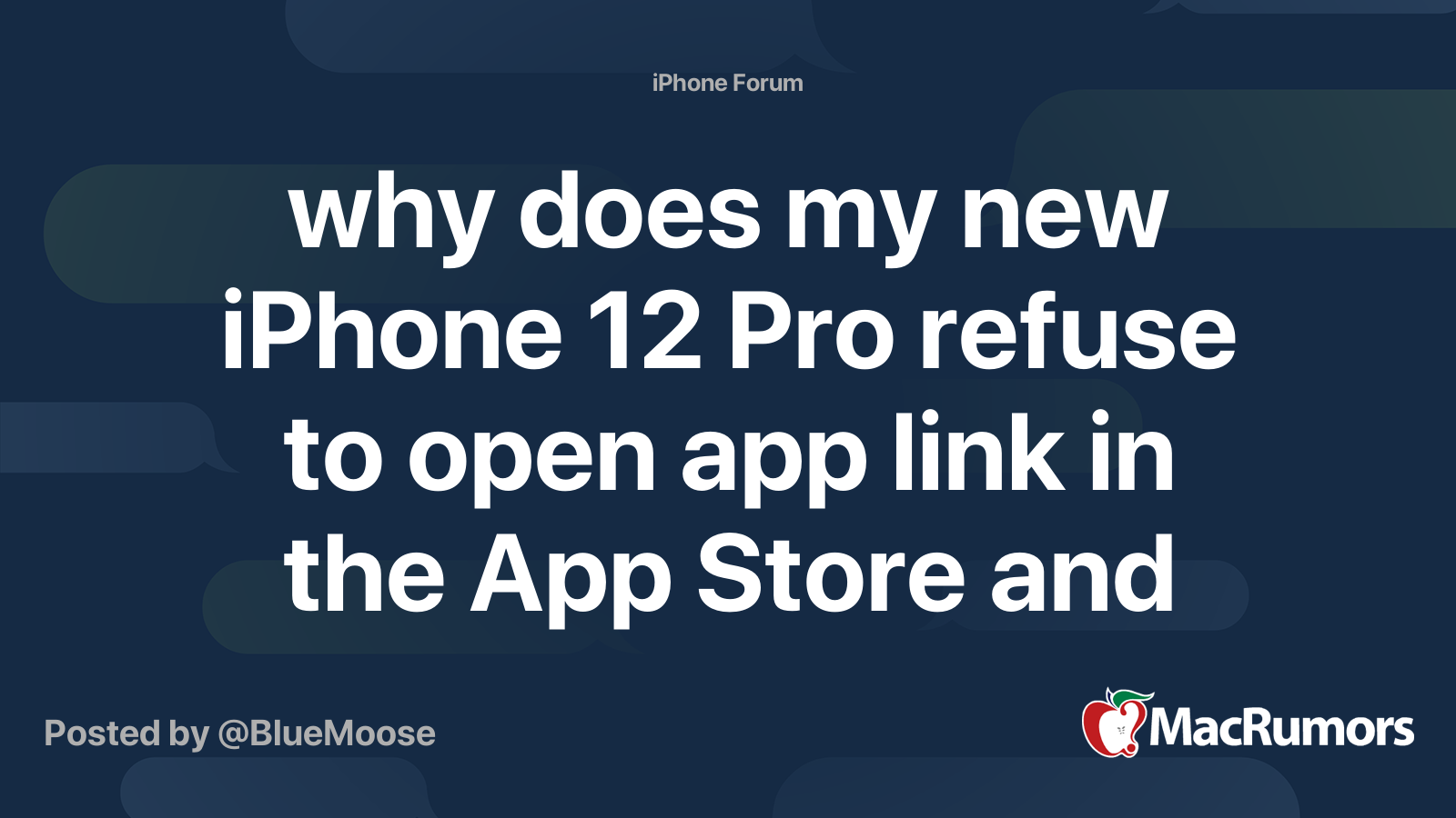 why does my new iPhone 12 Pro refuse to open app link in the App Store ...