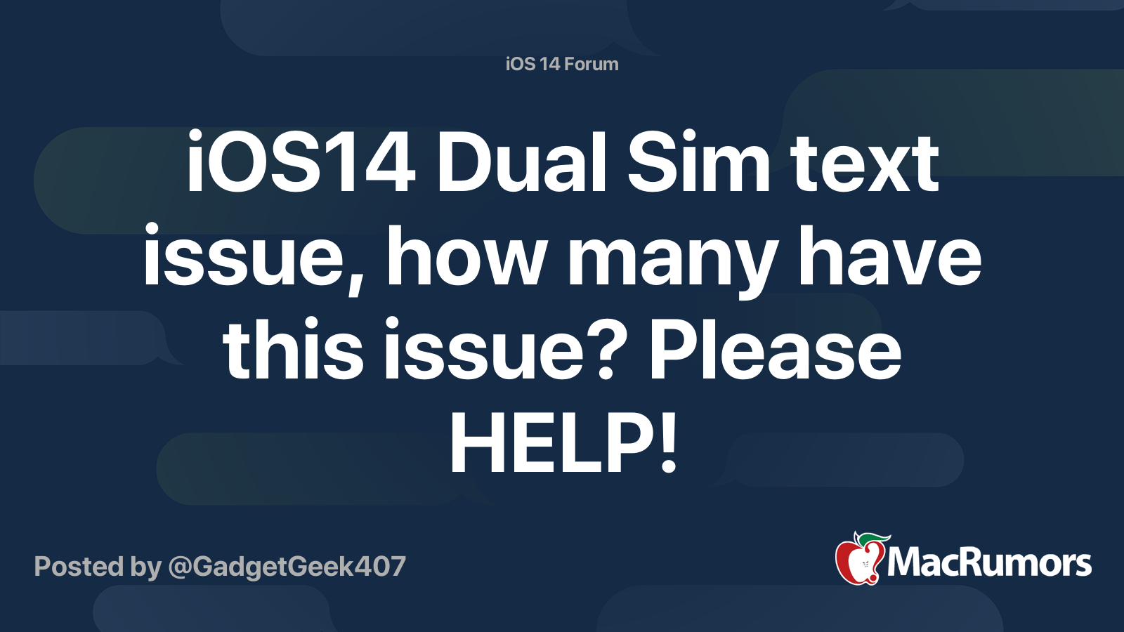 iOS14 Dual Sim text issue, how many have this issue? Please HELP ...