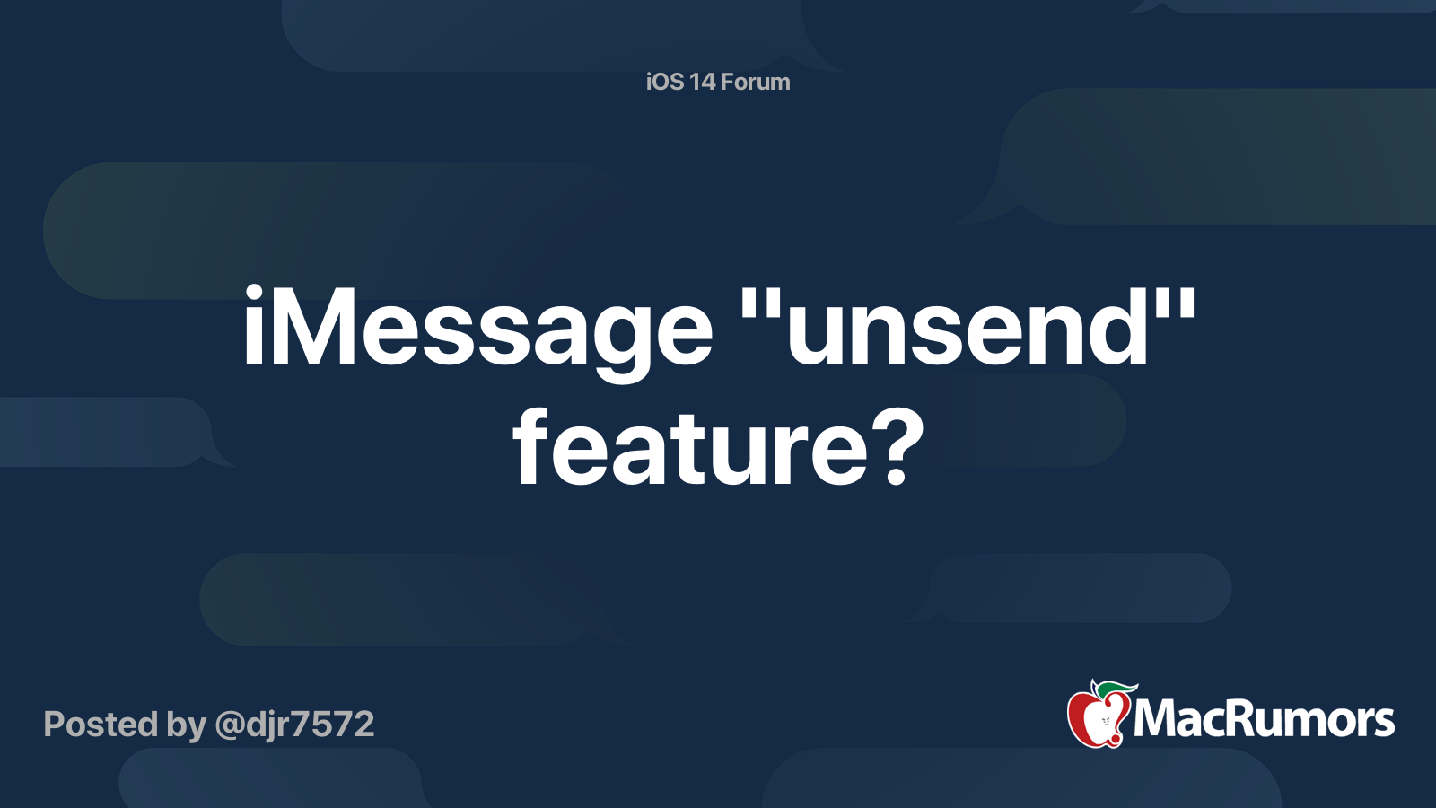iMessage "unsend" feature? | MacRumors Forums