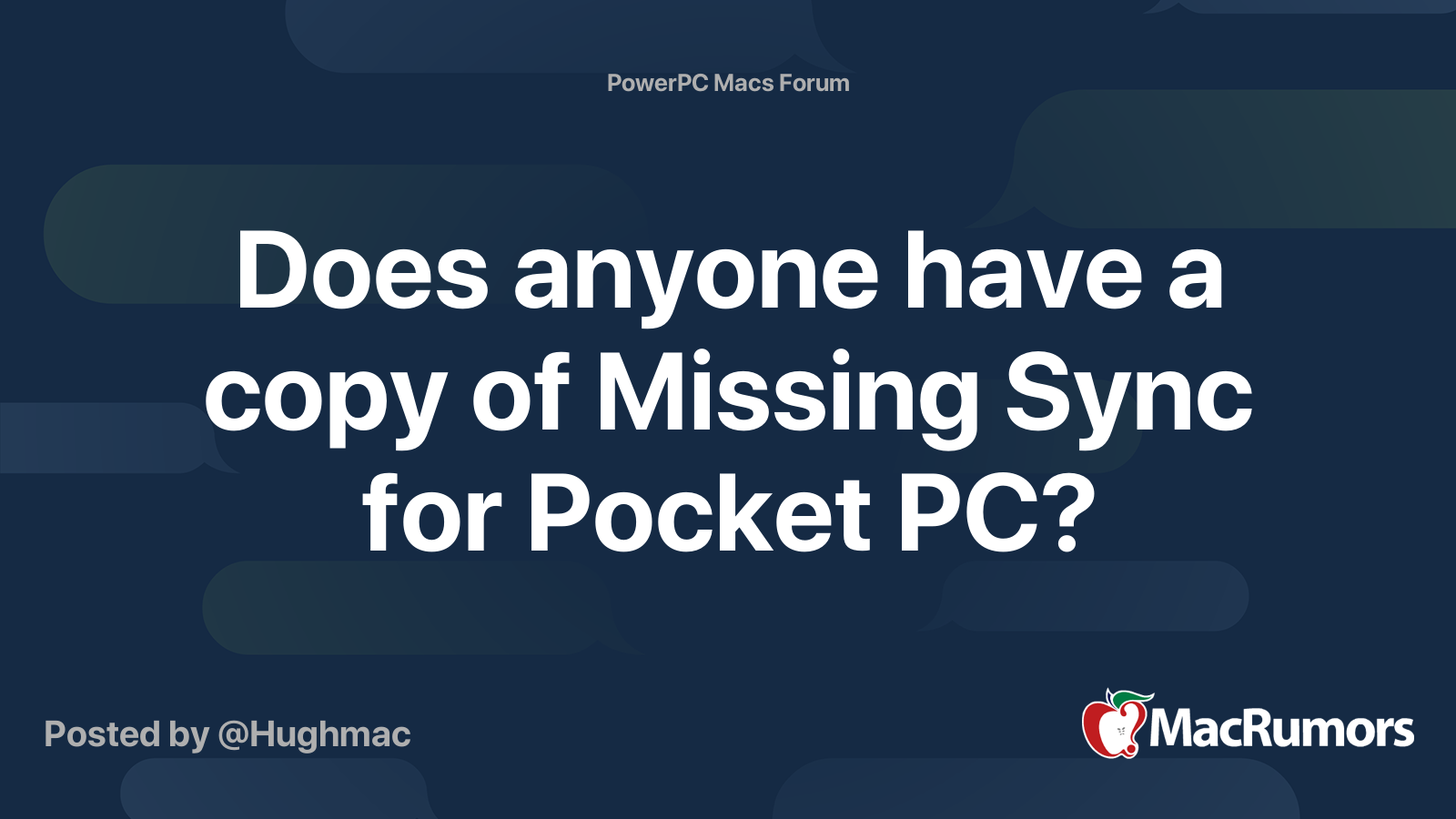 Does anyone have a copy of Missing Sync for Pocket PC? | MacRumors Forums