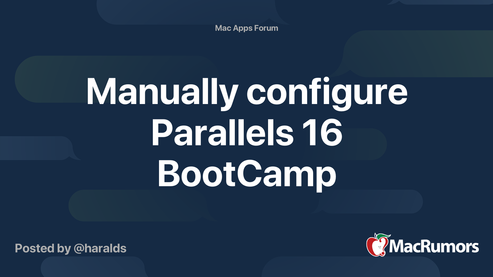 Manually configure Parallels 16 BootCamp | MacRumors Forums