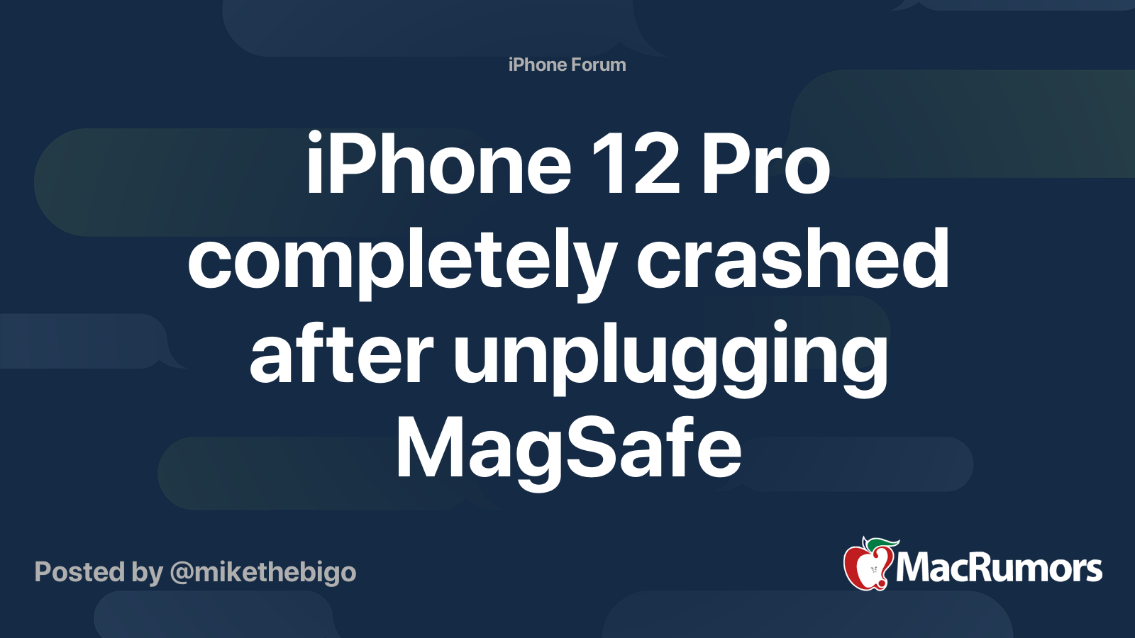 iPhone 12 Pro completely crashed after unplugging MagSafe | MacRumors ...