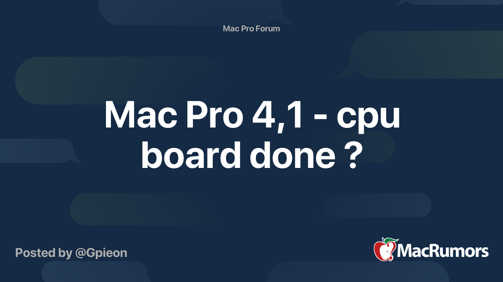 Mac Pro 4,1 - cpu board done ? | MacRumors Forums