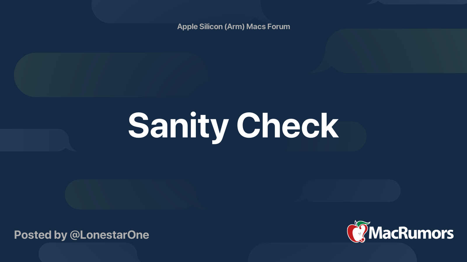 Sanity Check | MacRumors Forums