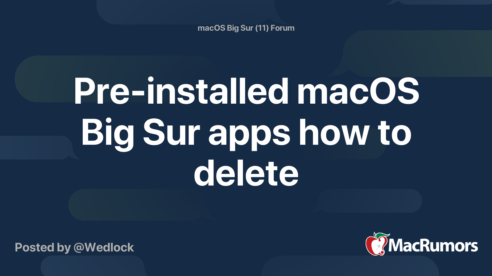 Pre-installed macOS Big Sur apps how to delete | MacRumors Forums