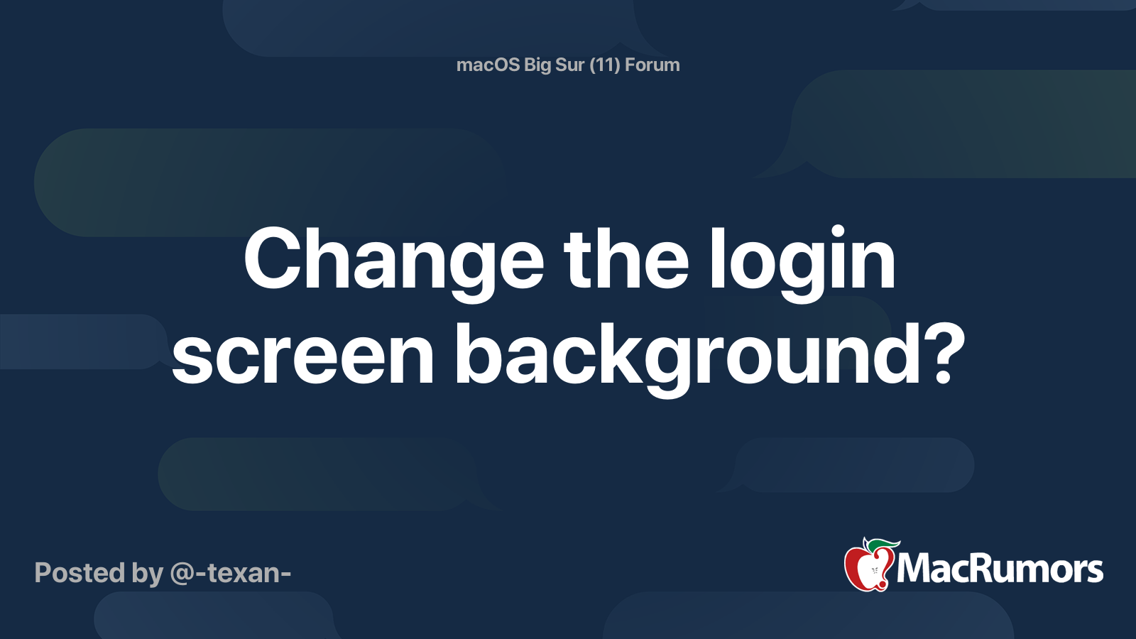 Change the login screen background? | MacRumors Forums