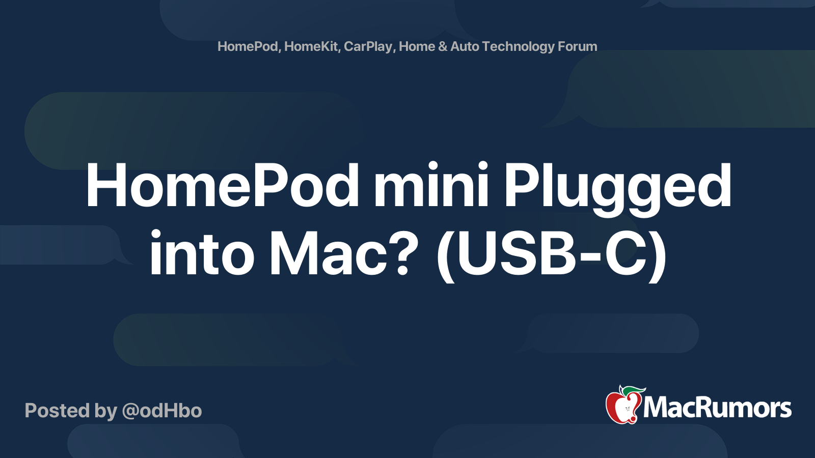 HomePod mini Plugged into Mac? (USB-C) | MacRumors Forums