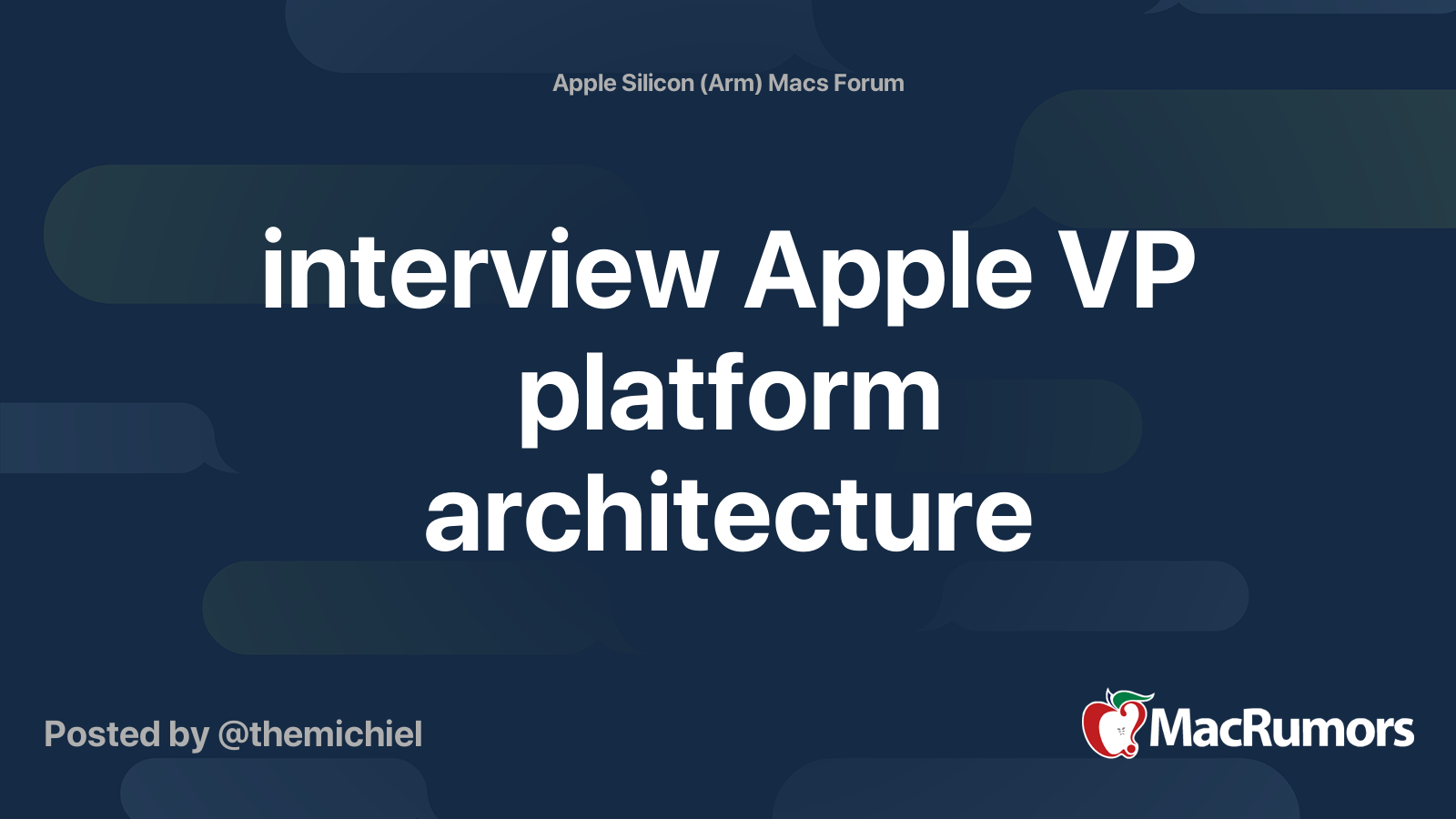 interview Apple VP platform architecture | MacRumors Forums