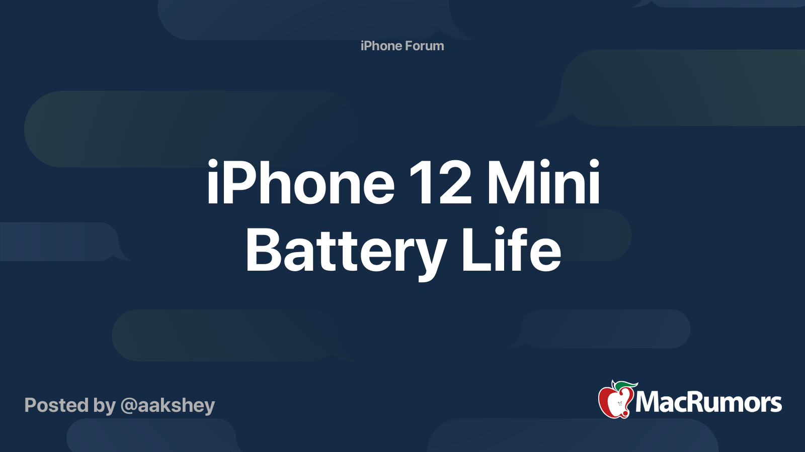 iPhone 12 Mini Battery Life | MacRumors Forums