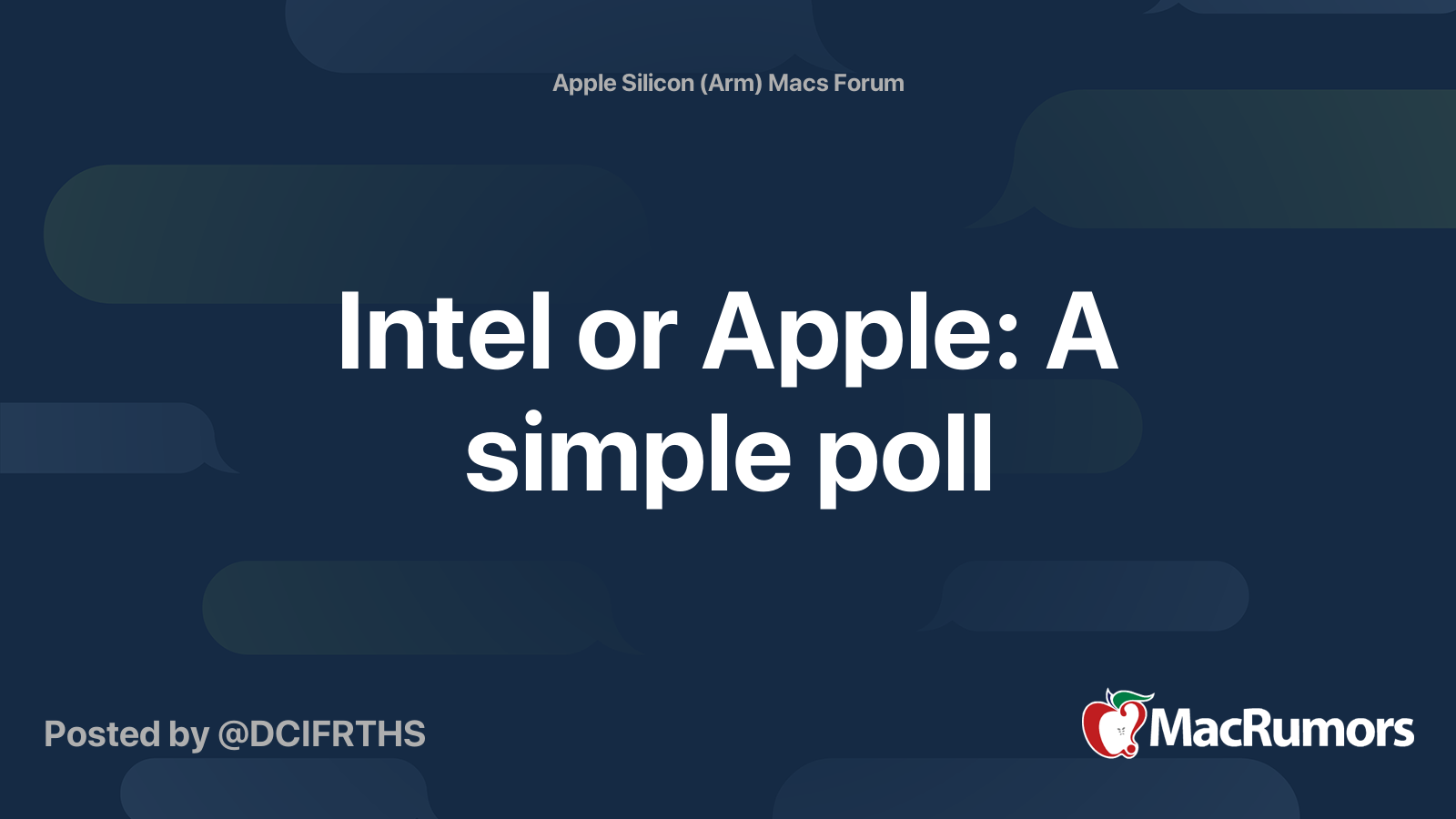Intel or Apple: A simple poll | MacRumors Forums