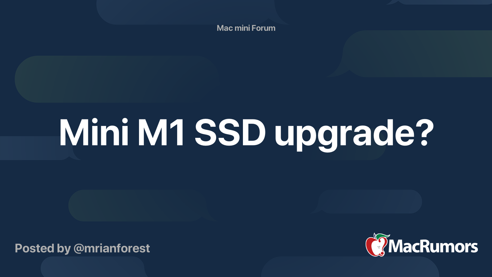 Mini M1 SSD upgrade? | MacRumors Forums