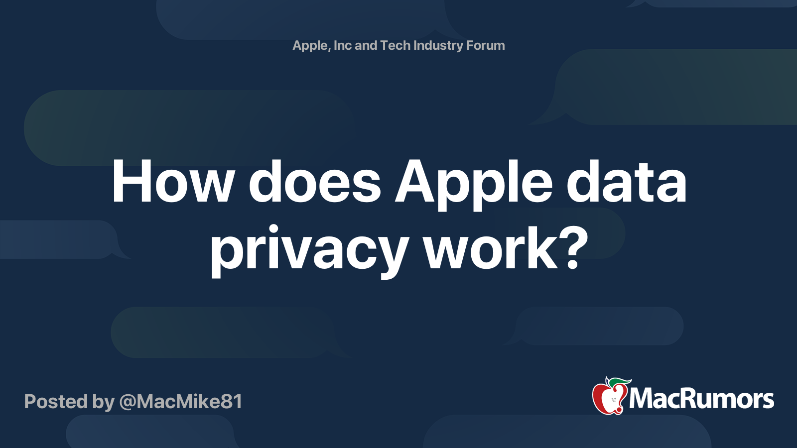How does Apple data privacy work? | MacRumors Forums
