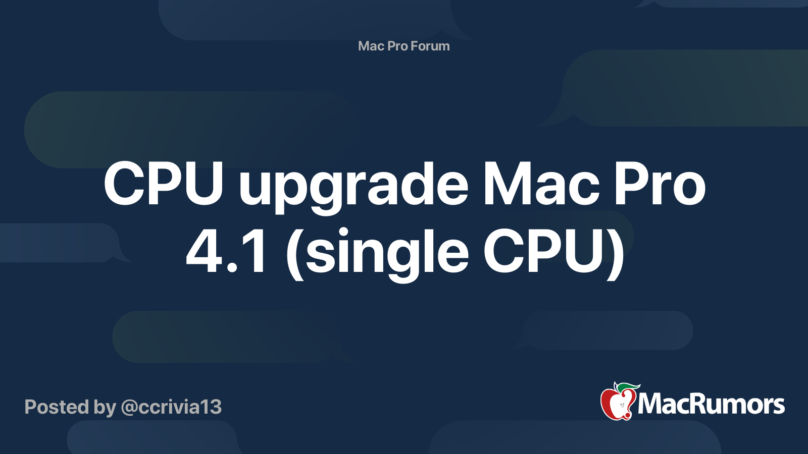 CPU upgrade Mac Pro 4.1 (single CPU) | MacRumors Forums