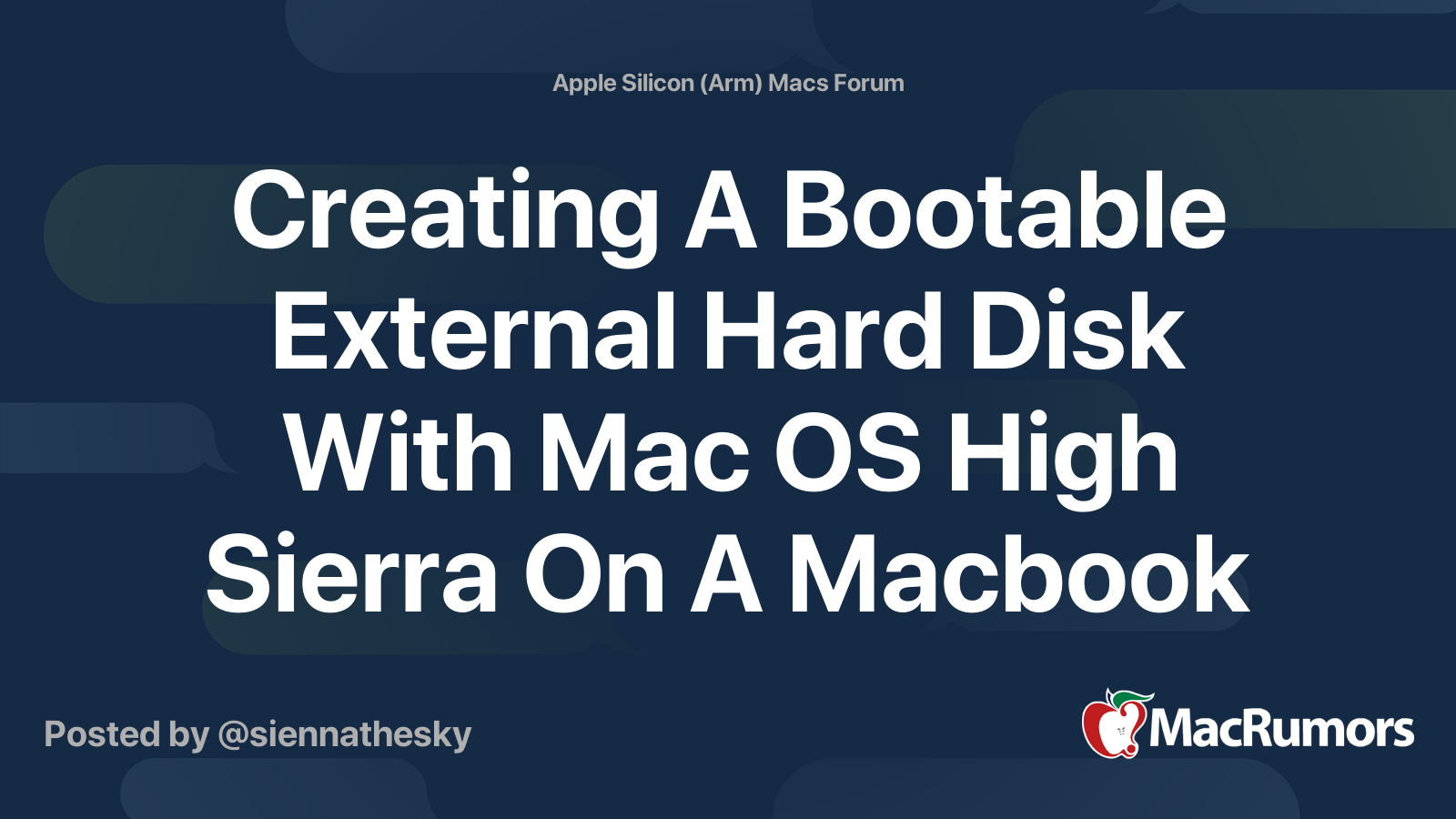 Creating A Bootable External Hard Disk With Mac OS High Sierra On A Macbook Pro With Catalina ...