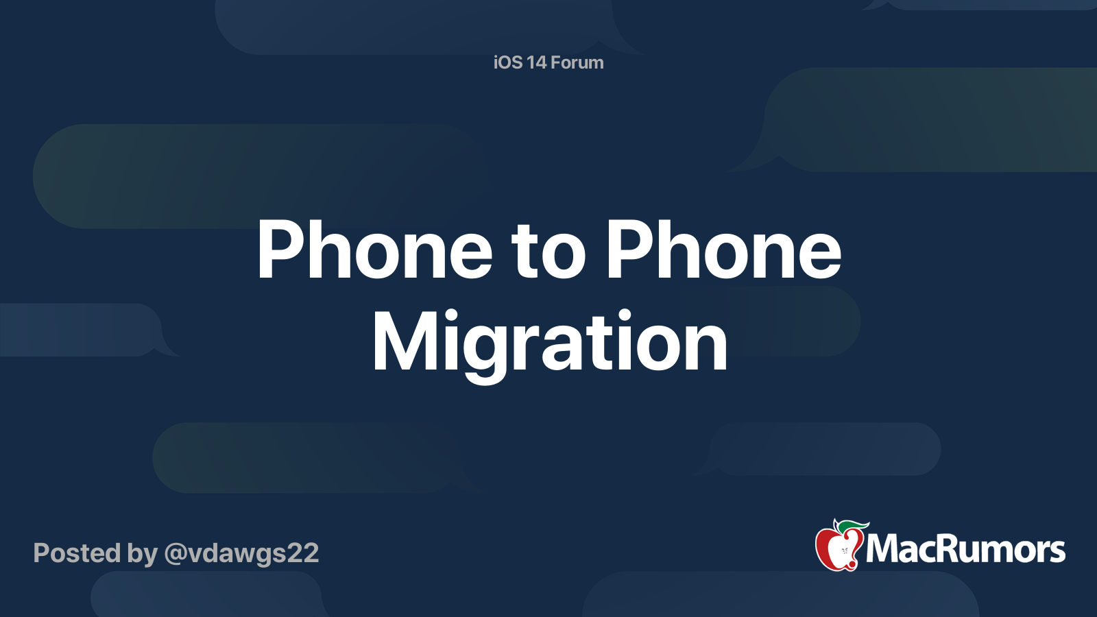 Phone to Phone Migration | MacRumors Forums