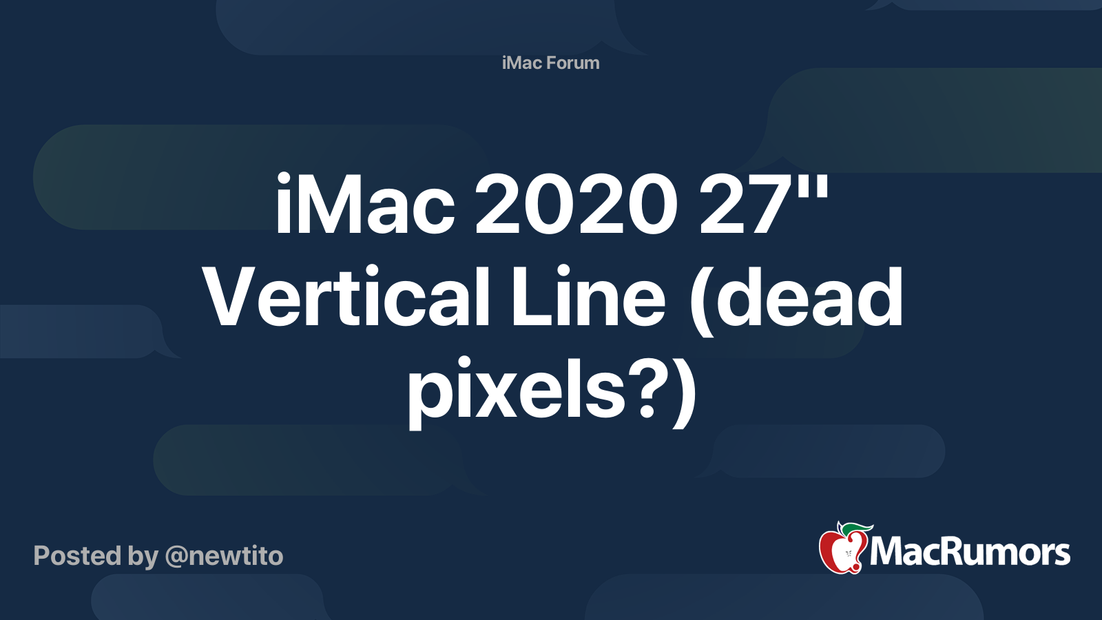 iMac 2020 27" Vertical Line (dead pixels?) | MacRumors Forums