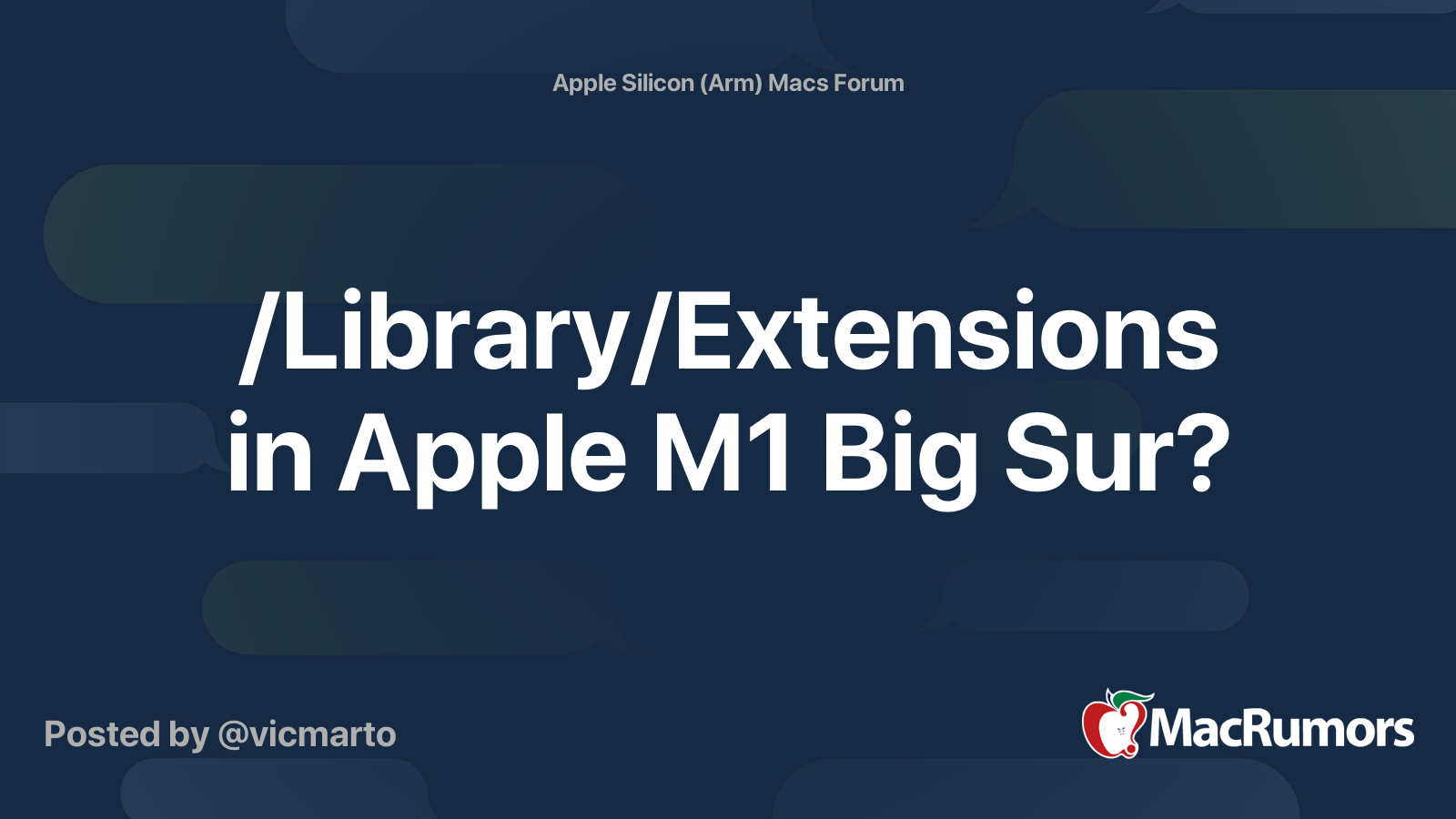 /Library/Extensions in Apple M1 Big Sur? | MacRumors Forums
