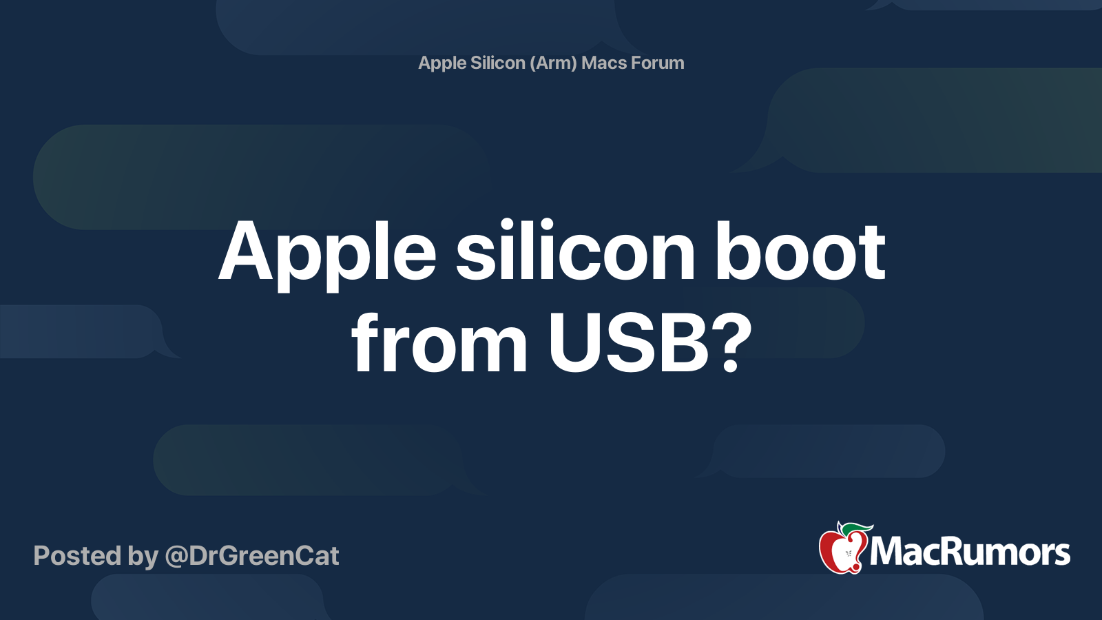 Apple silicon boot from USB? | MacRumors Forums