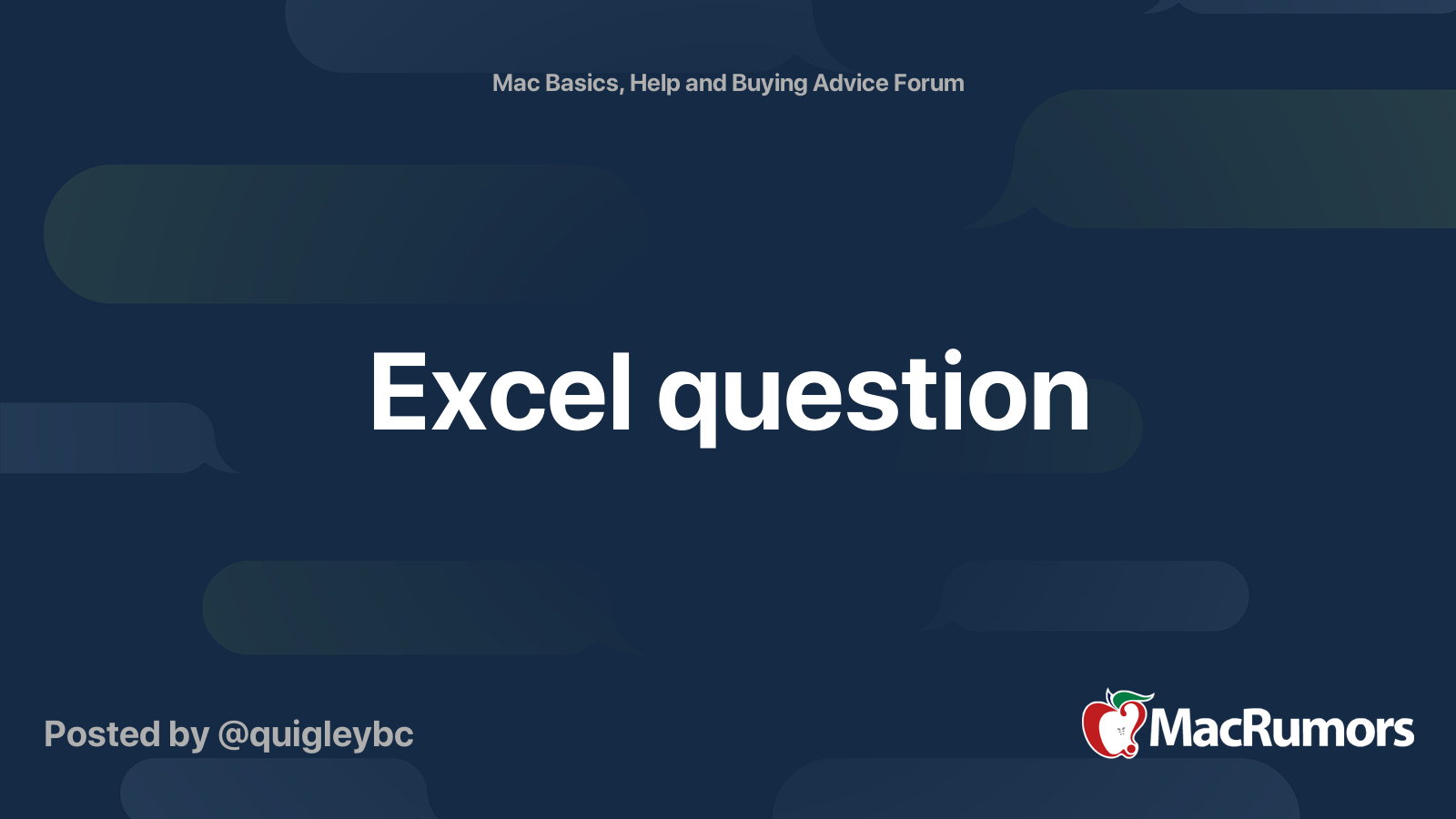 Excel question | MacRumors Forums